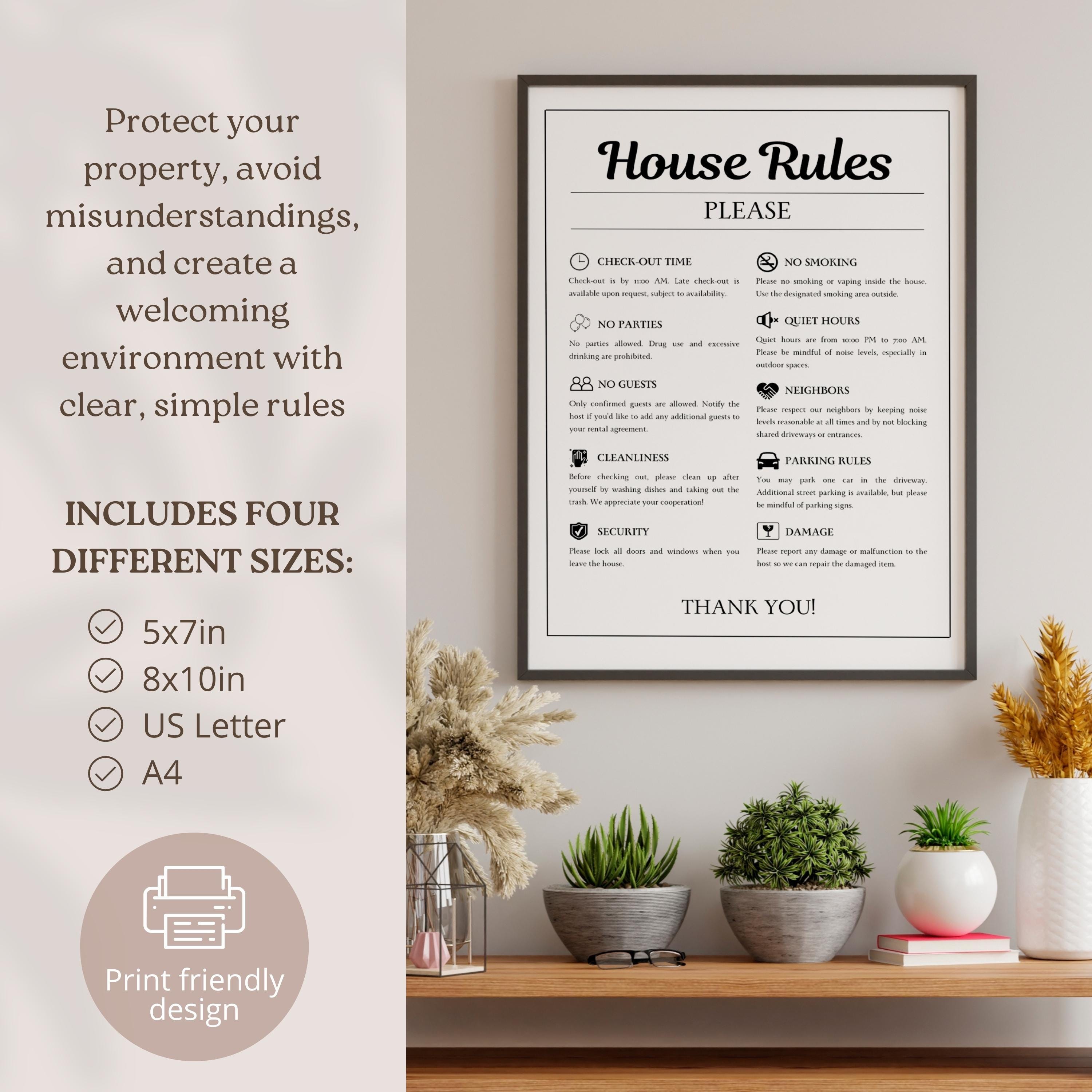 Airbnb House Rules Template, Airbnb Rules Sign, VRBO Sign, House Rules ...