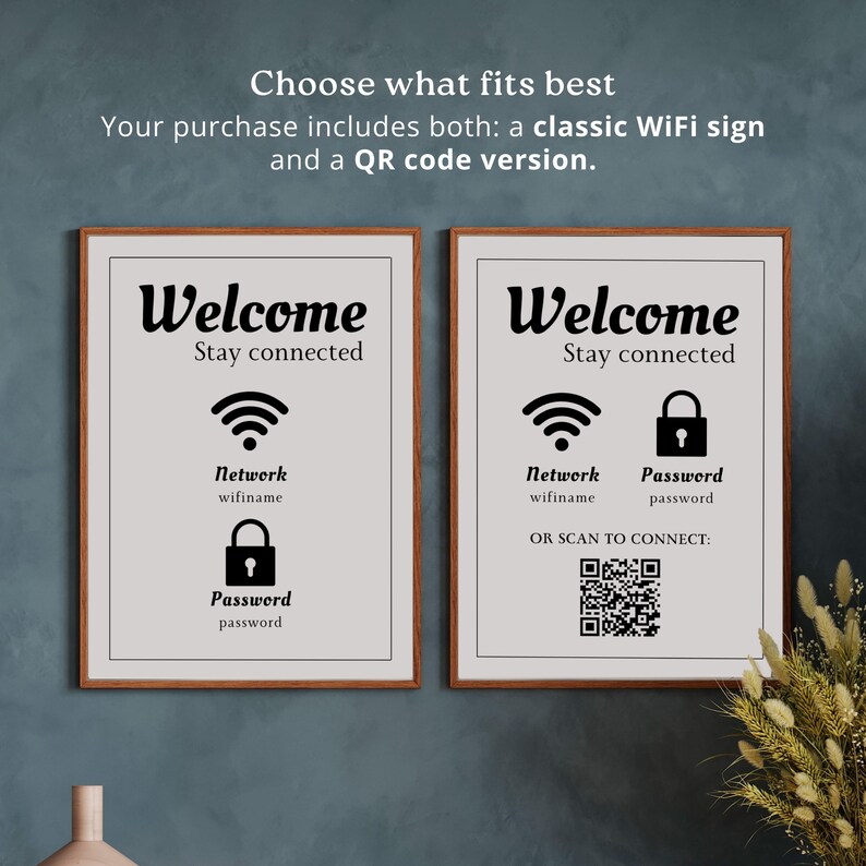 Editable Wifi QR Code Sign Template: Airbnb, VRBO Guest Sign (canva PDF ...