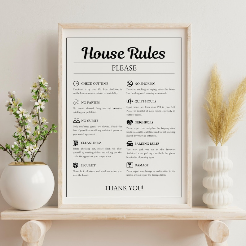 Airbnb House Rules Template, Airbnb Rules Sign, VRBO Sign, House Rules ...