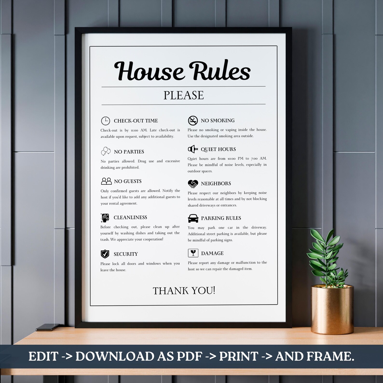 Airbnb House Rules Template, Airbnb Rules Sign, VRBO Sign, House Rules ...