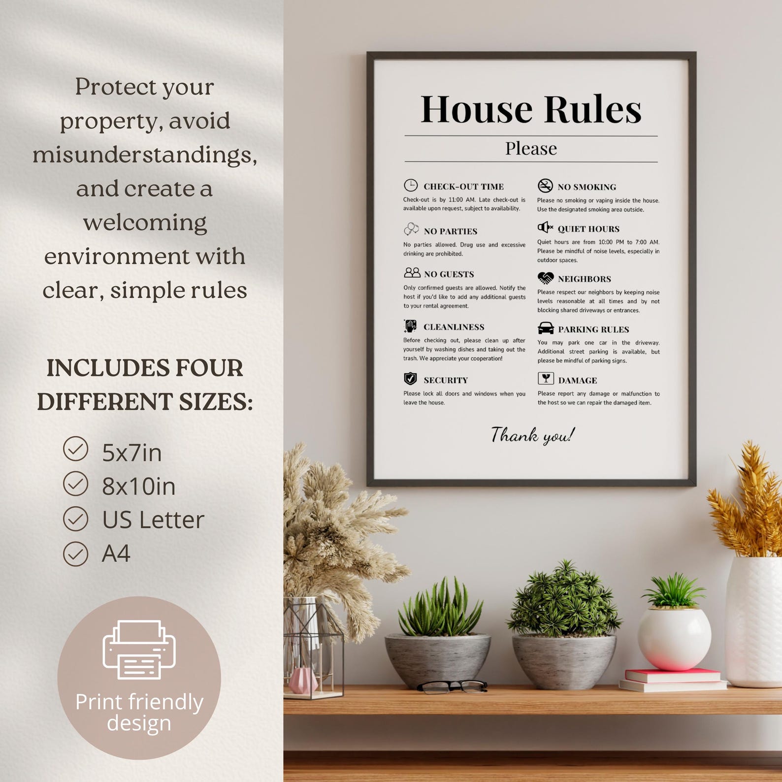 Airbnb Guest Rules Sign, Printable Host Rules Template, Vacation Rental ...