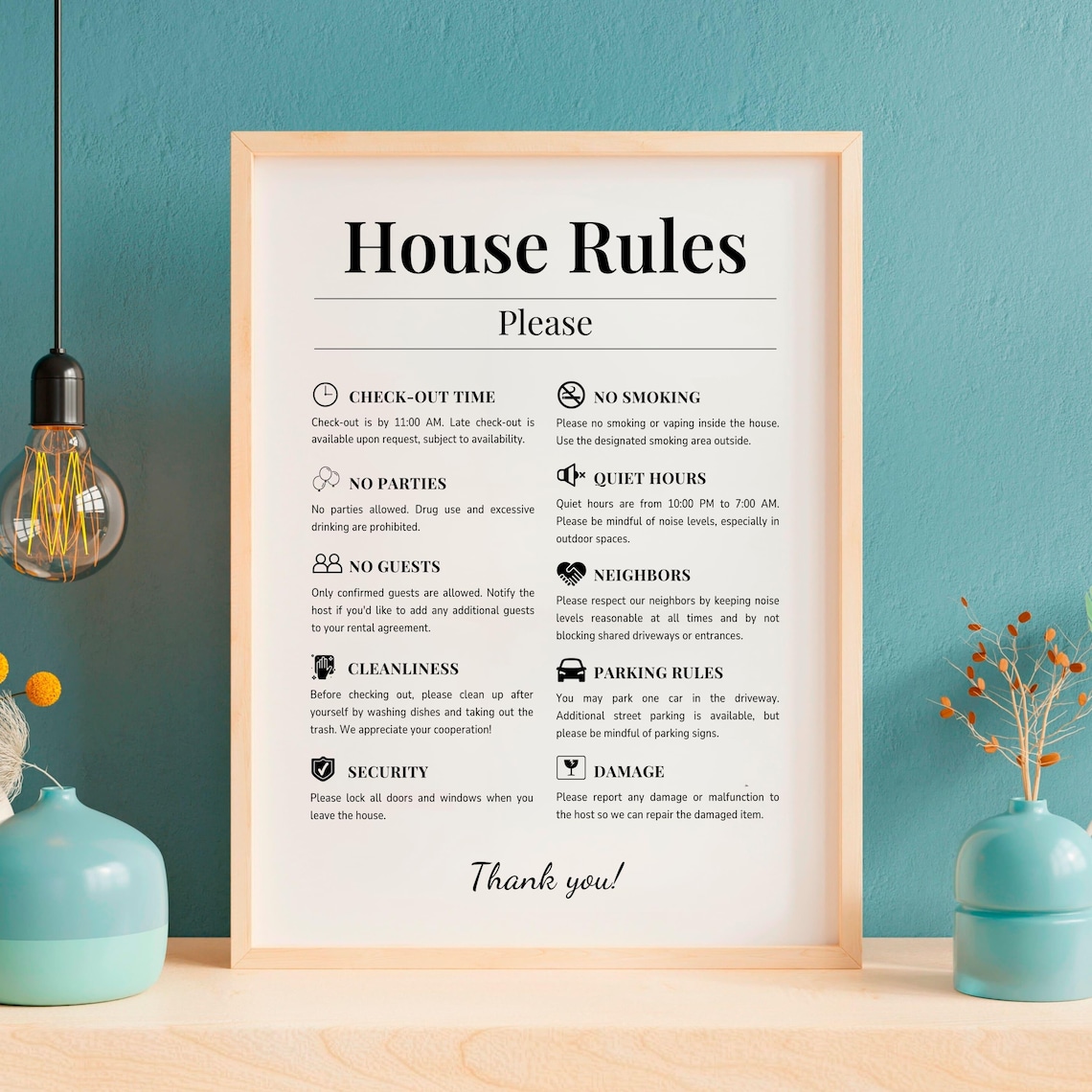Airbnb Guest Rules Sign, Printable Host Rules Template, Vacation Rental ...