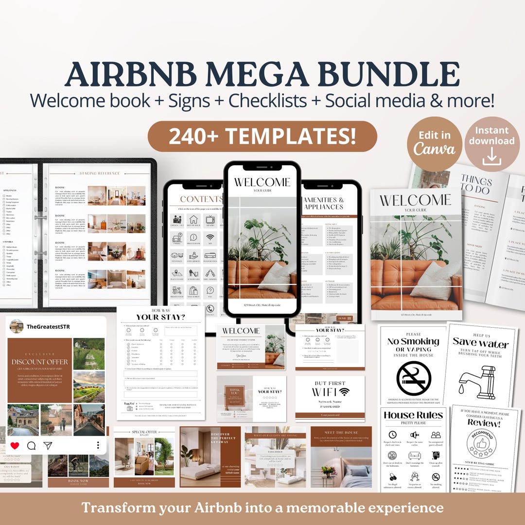 Airbnb Host Bundle Template, Welcome Book Template, Airbnb Cleaning ...