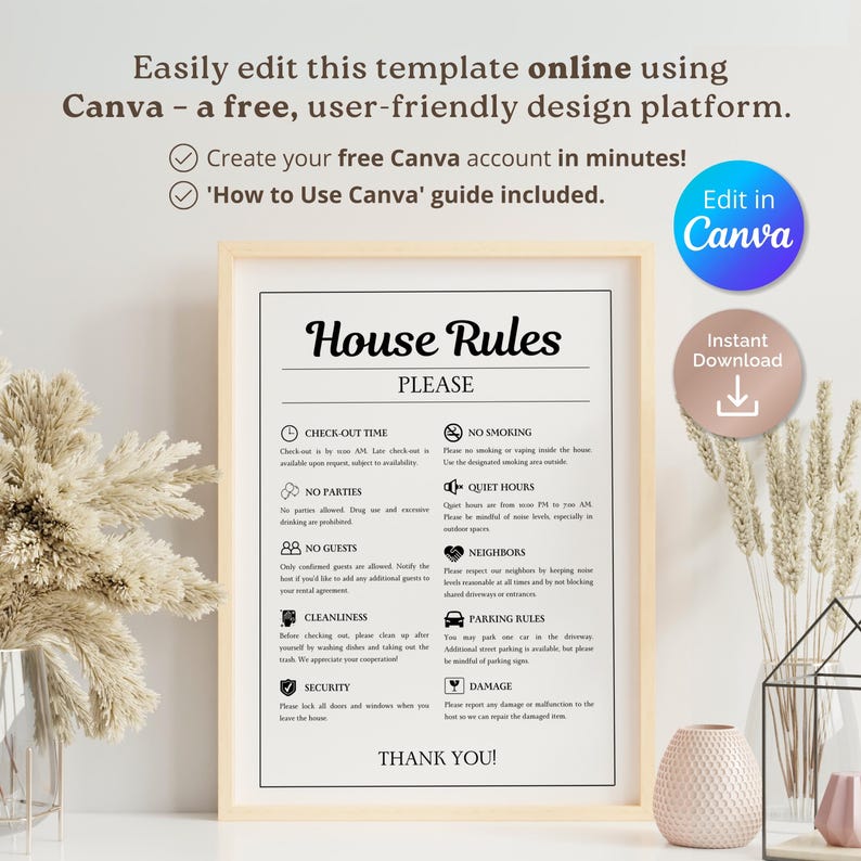 Airbnb House Rules Template, Airbnb Rules Sign, VRBO Sign, House Rules ...