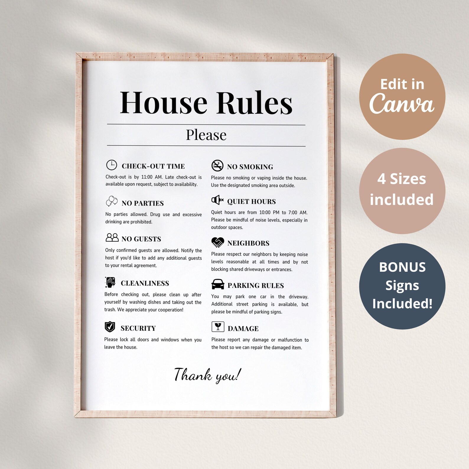 Airbnb Guest Rules Sign, Printable Host Rules Template, Vacation Rental ...