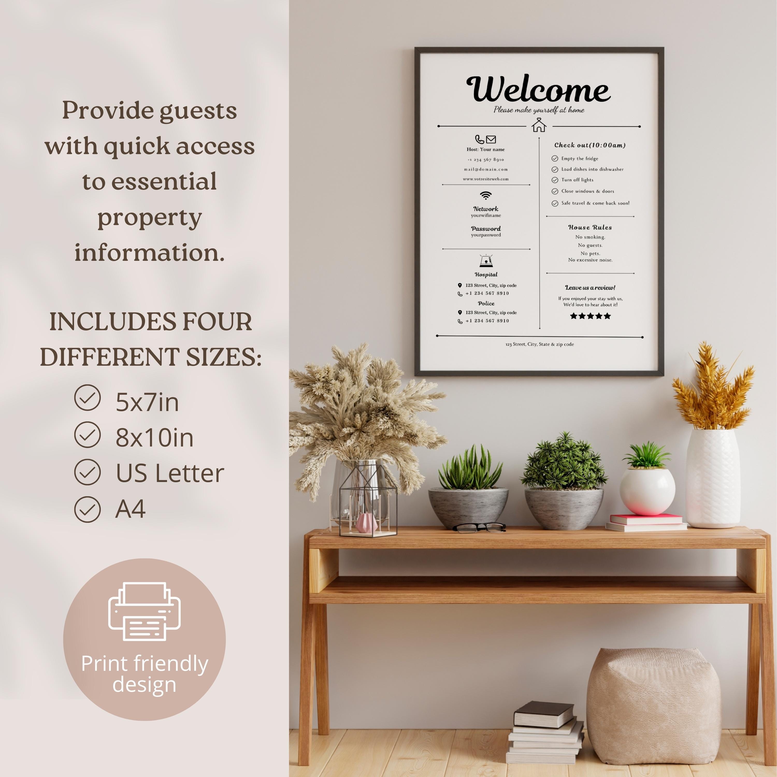 Airbnb Welcome Sign, Arrival Poster, Custom Welcome Sign, Wifi Sign ...
