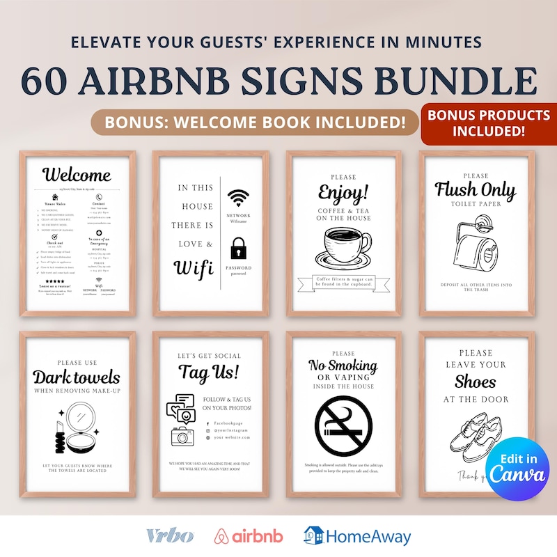 Airbnb Home Rules Sign Template - Etsy