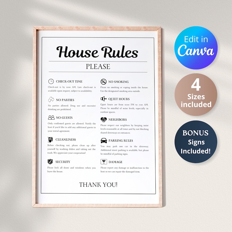 Airbnb House Rules Template, Airbnb Rules Sign, VRBO Sign, House Rules ...