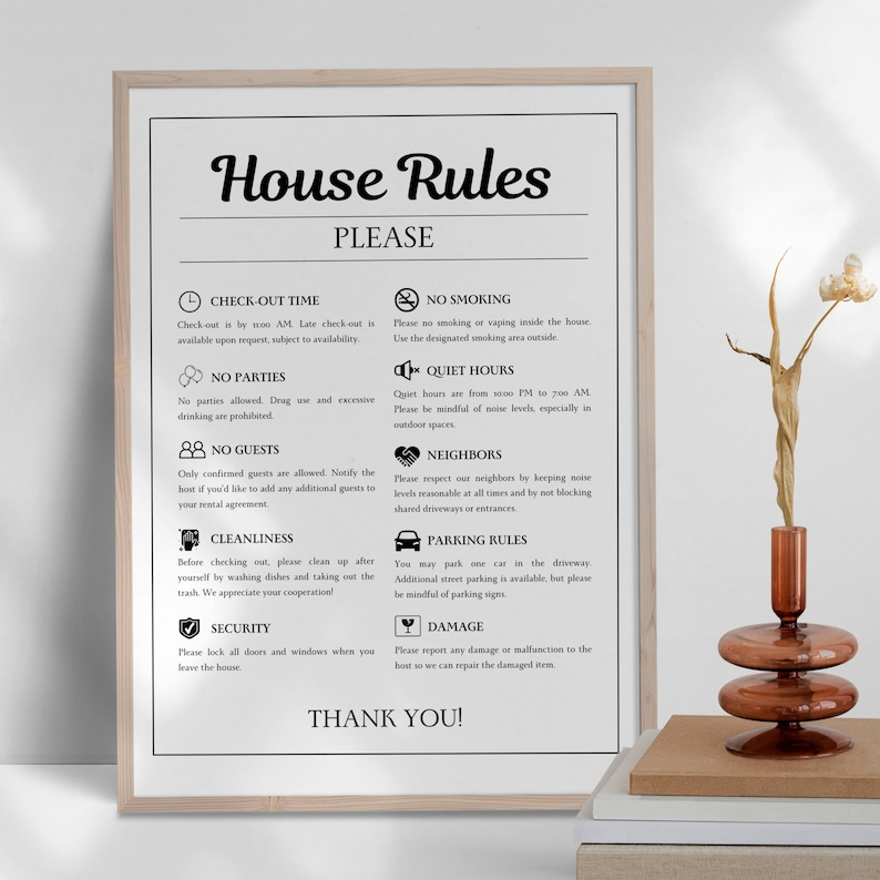 Airbnb House Rules Template, Airbnb Rules Sign, VRBO Sign, House Rules ...