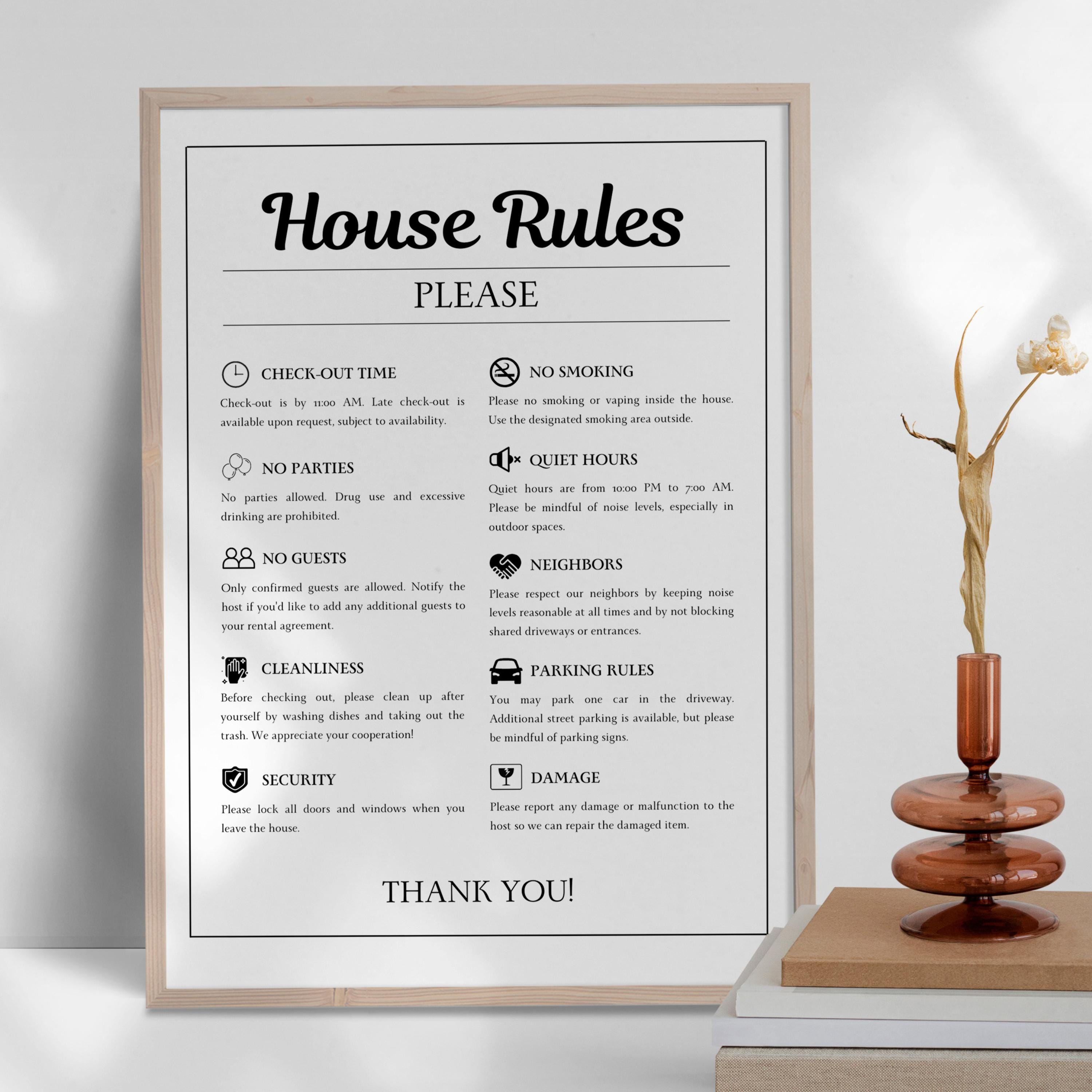 Airbnb House Rules Template, Airbnb Rules Sign, VRBO Sign, House Rules ...