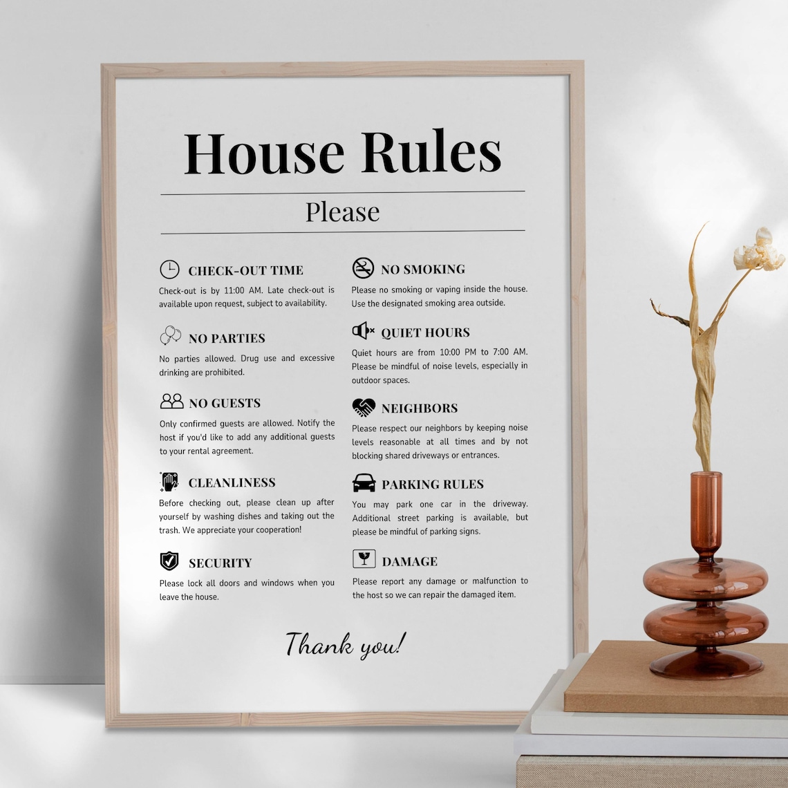 Airbnb Guest Rules Sign, Printable Host Rules Template, Vacation Rental ...