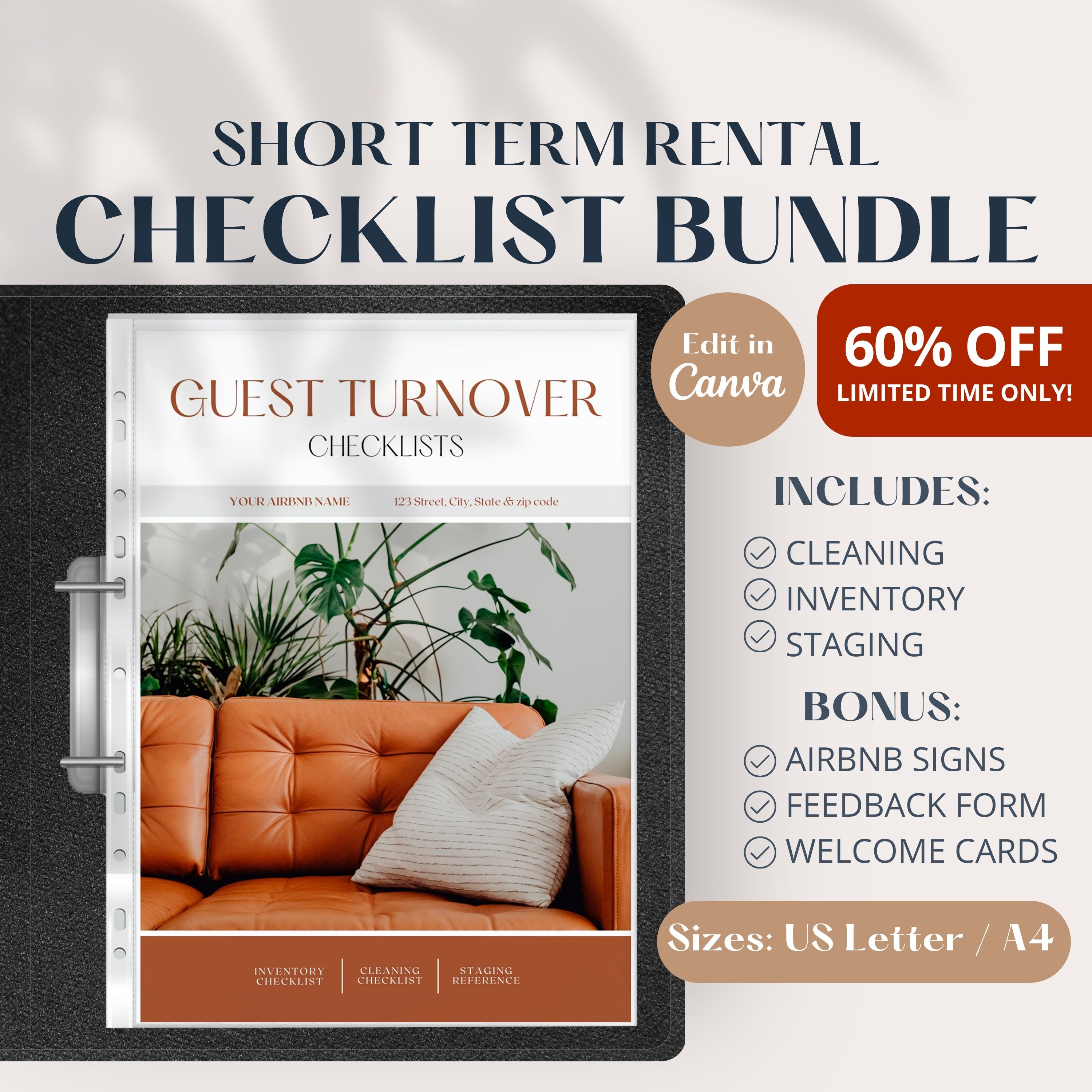 Editable Airbnb Cleaning Checklist Template, Inventory Tracker, Airbnb ...