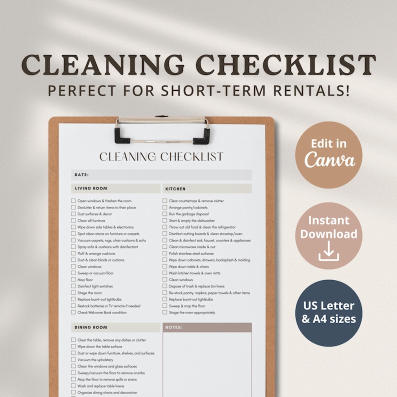 Editable Airbnb Cleaning Checklist Template Vacation Rental ...
