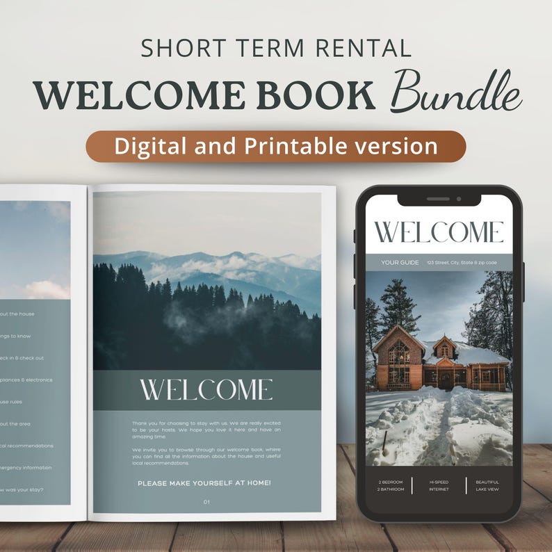 Airbnb Welcome Book Template Cabin Themed, Lake House, Cottage Airbnb ...