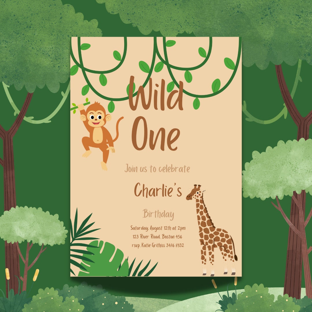 Wild One Digital Birthday Invitation - Etsy