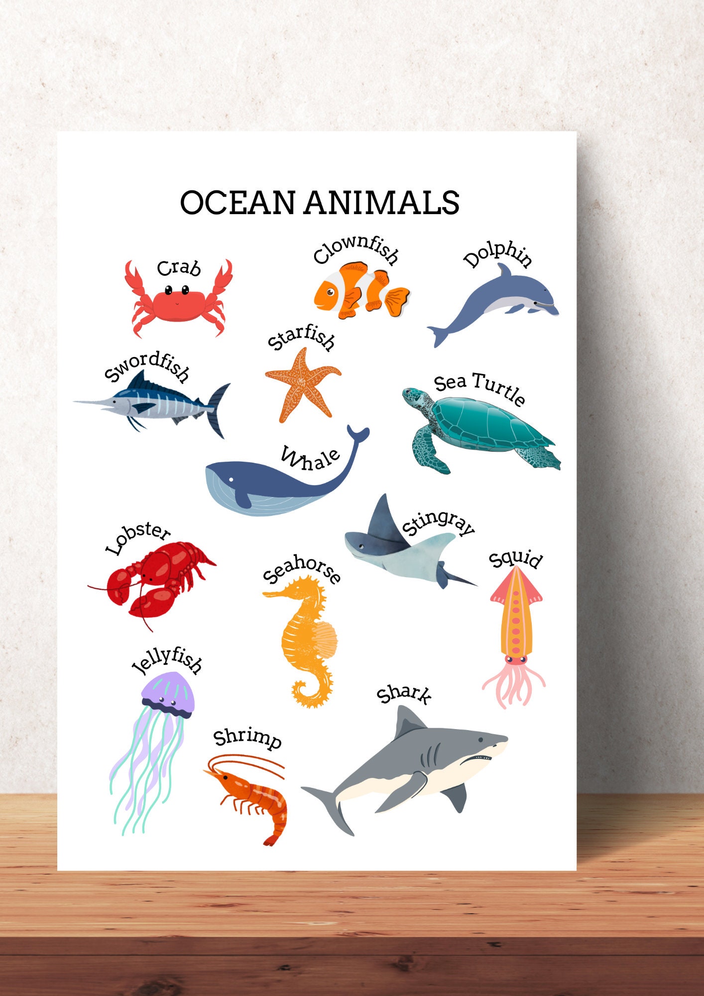 Ocean Animals Printable Poster, Educational Poster, Playroom Poster ...