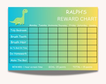 Printable Kids Reward Chart Dinosaur Design, Kids Daily Weekly Chore ...