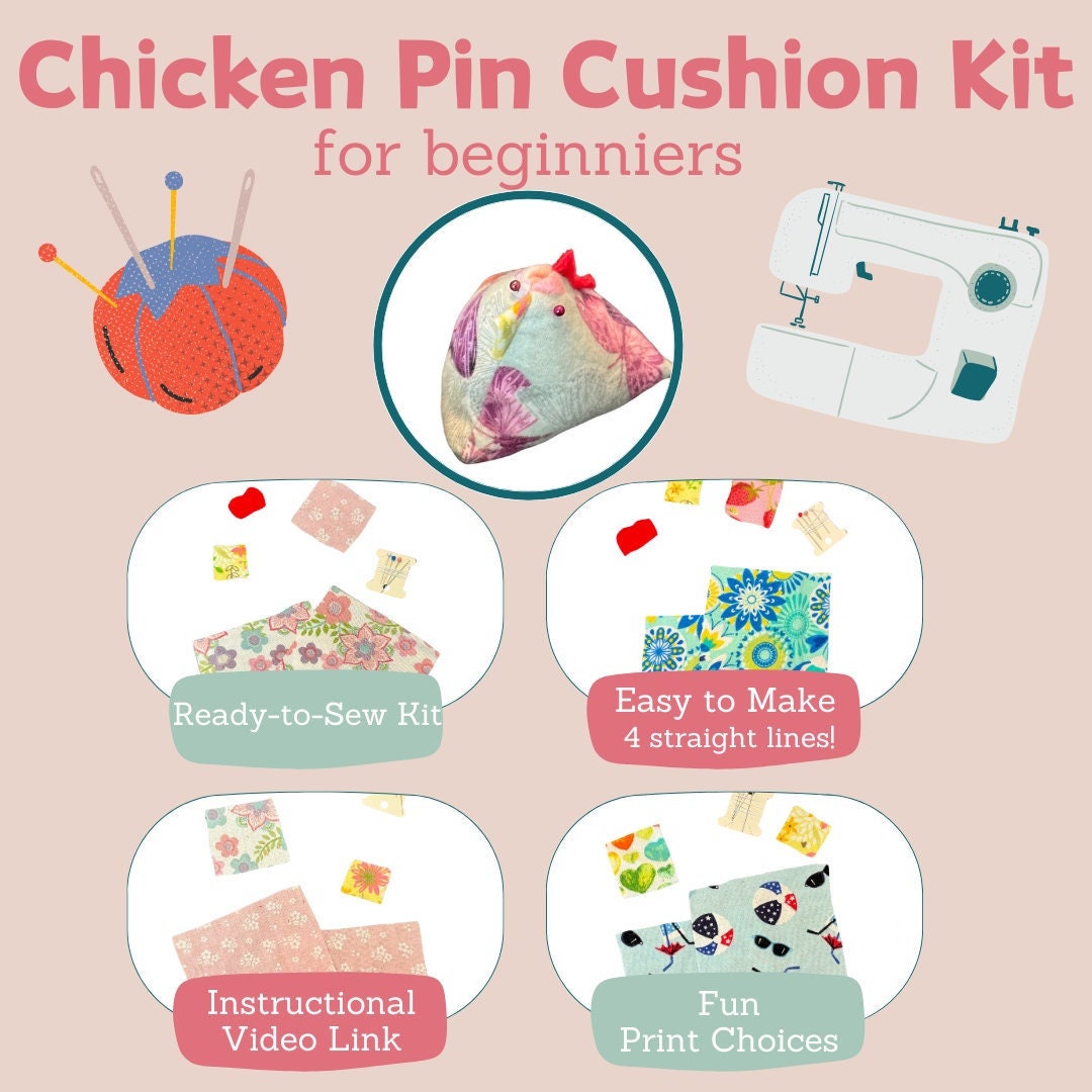 Easy DIY Chicken Pin Cushion Kit - Complete Craft Set With Pre-cut ...