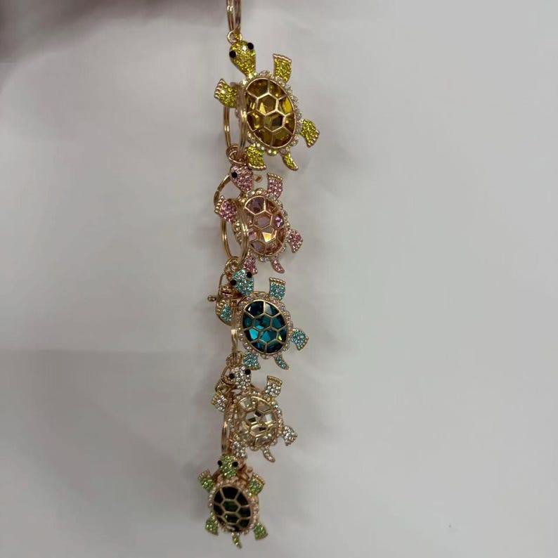 Personalised Handmade Turtle Keychain, 3D Sparkling Charm Rhinestones ...