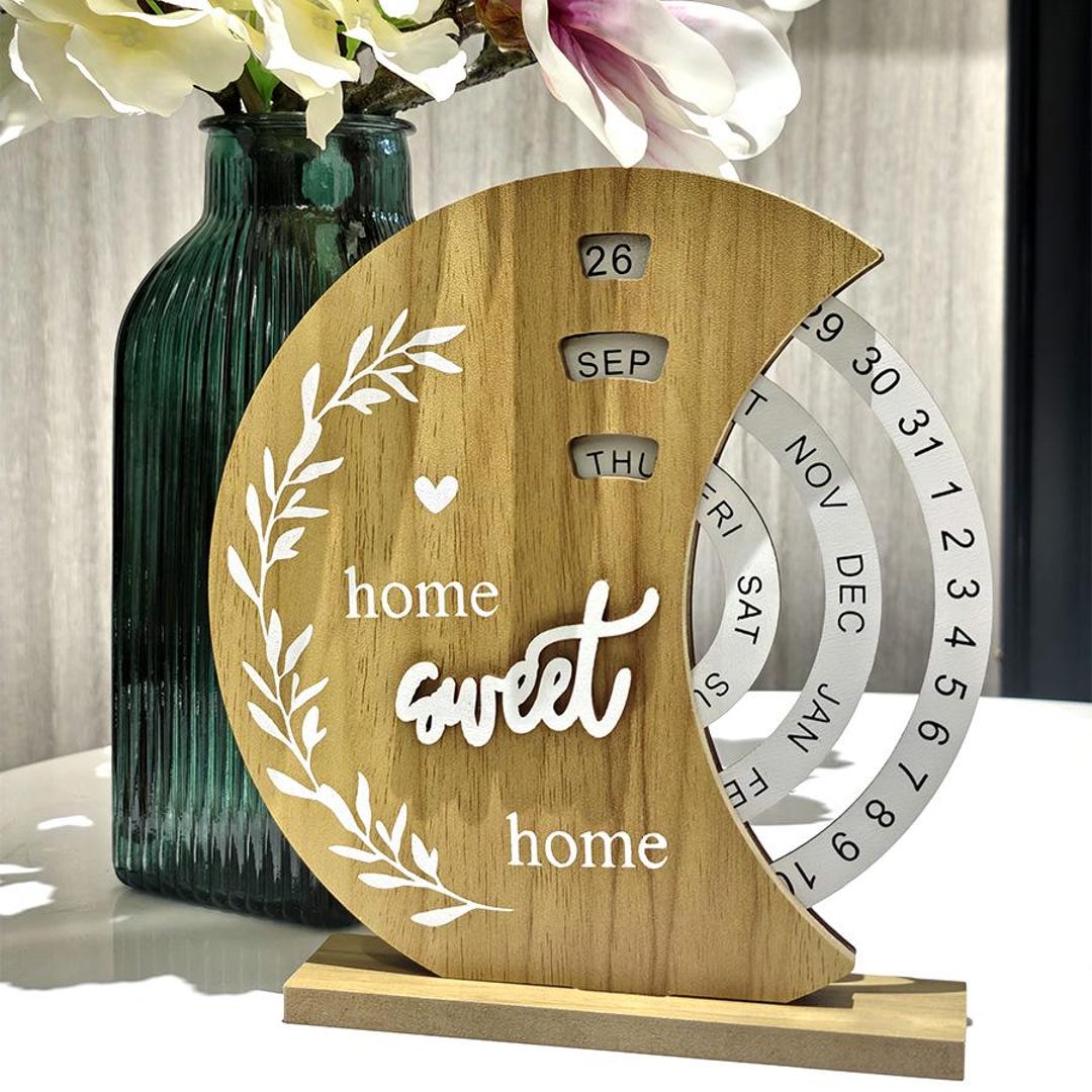 Rustic Wooden Perpetual Desk Calendar, Farmhouse Decor - Etsy