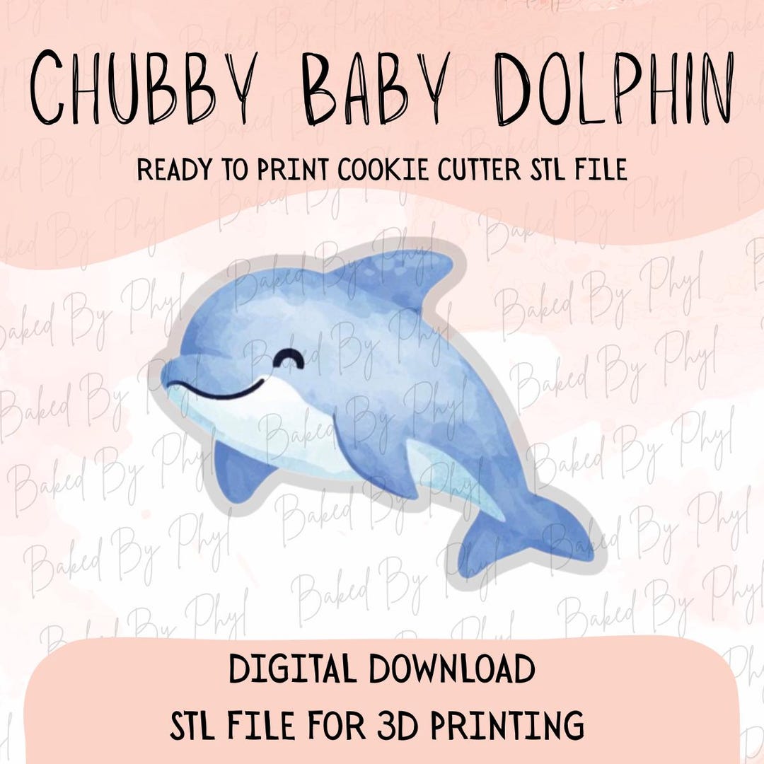 Chubby Baby Dolphin Cookie Cutter STL File | 3D Printing (digital ...