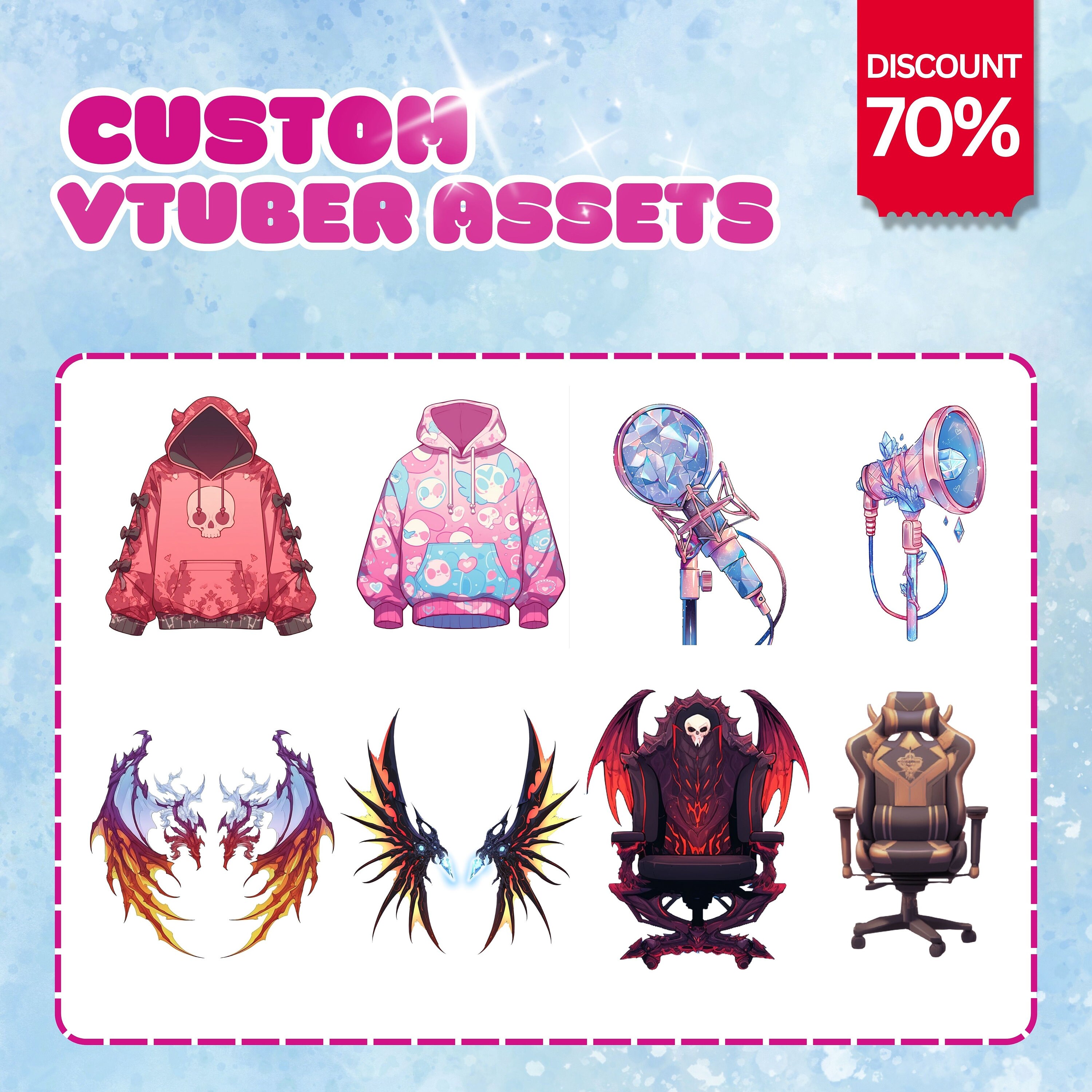 Custom Vtuber Assets, Hand Vtuber Assets, Animated Vtuber Asset, Wing ...