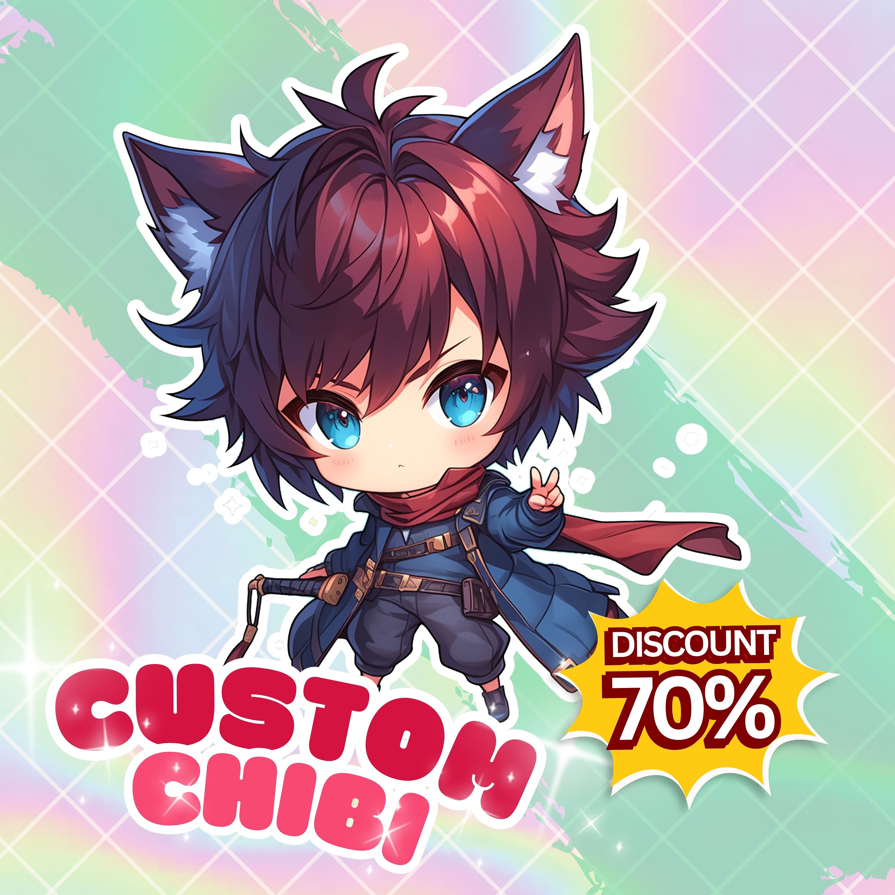 CUSTOM CHIBI ANIME Chibi Character, Custom Chibi Commission, Original ...