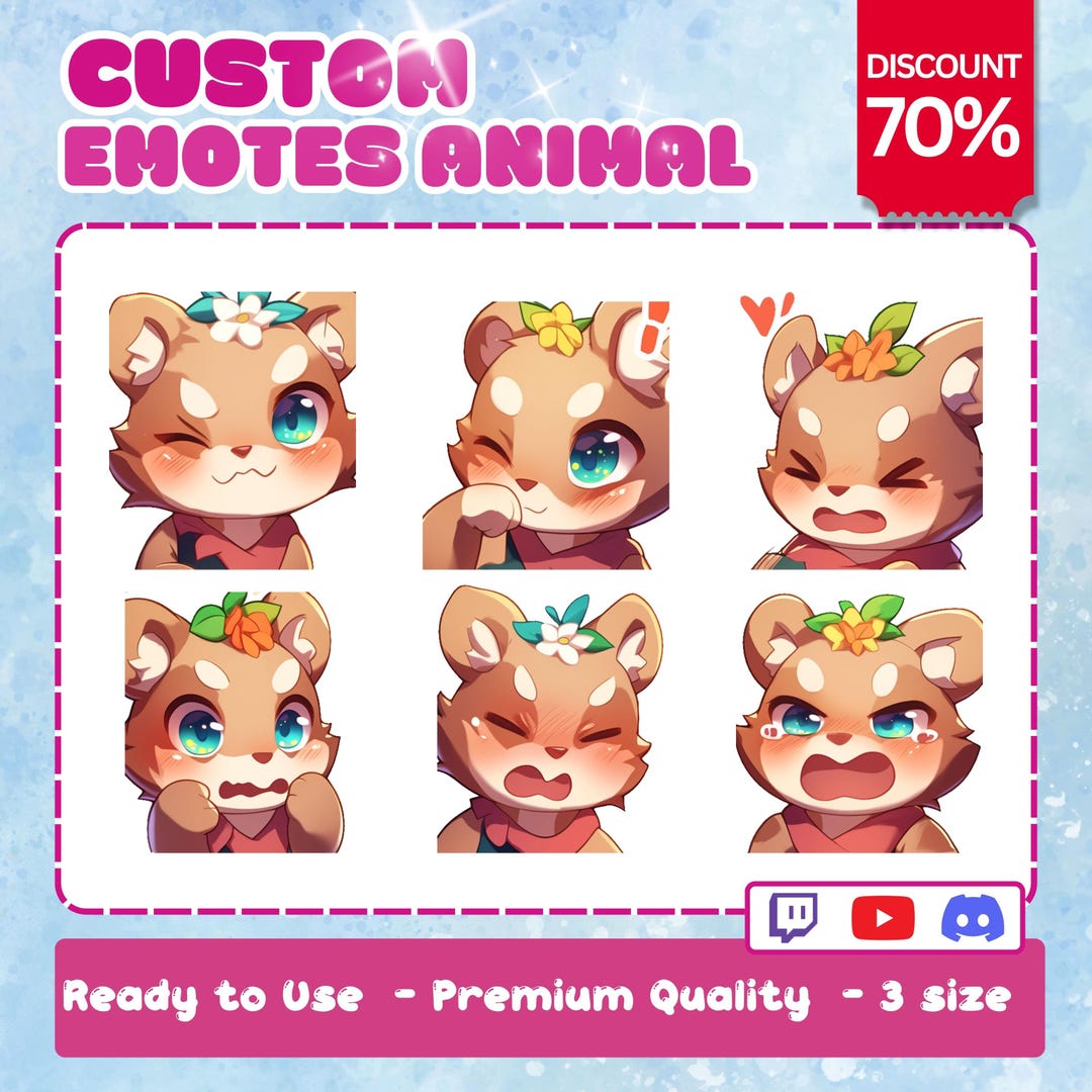 Custom Animal Emotes for Streaming, Twitch Emotes, Cute Pet Chibi ...