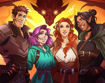 Custom Dnd Party Portrait | Fantasy Dnd OC Illustration | Digital ...