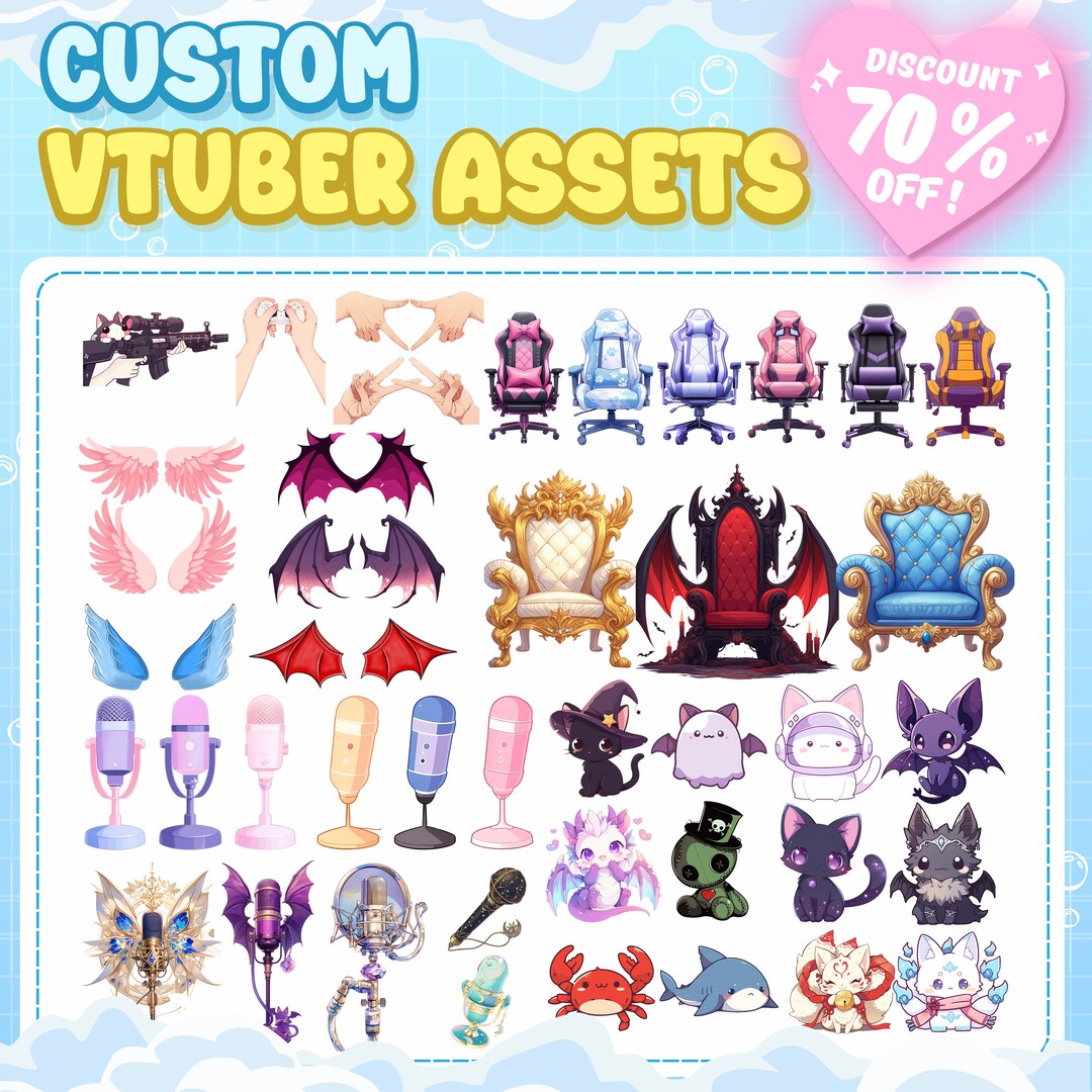 Custom Vtuber Assets, Animated Vtuber Asset, Hand Vtuber Assets, Pets Vtuber Assets, Microphone ...