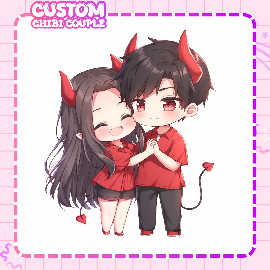 Custom Couple Chibi Chibi Character, Chibi Couple, Fanart, Chibi Anime ...