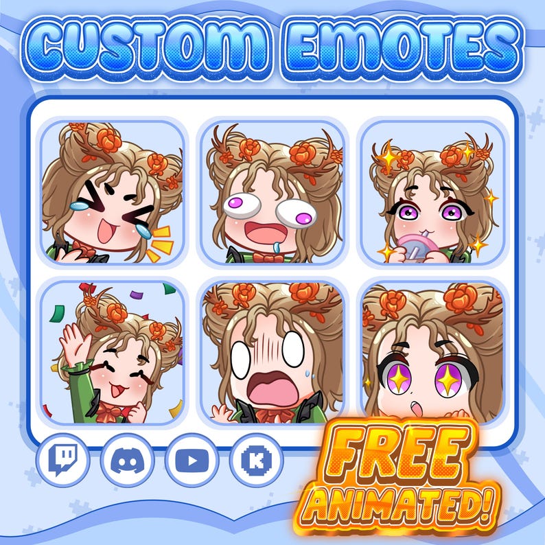 Custom Twitch Emotes | Animated Emotes | Vtuber Emotes | YCH | Animal ...