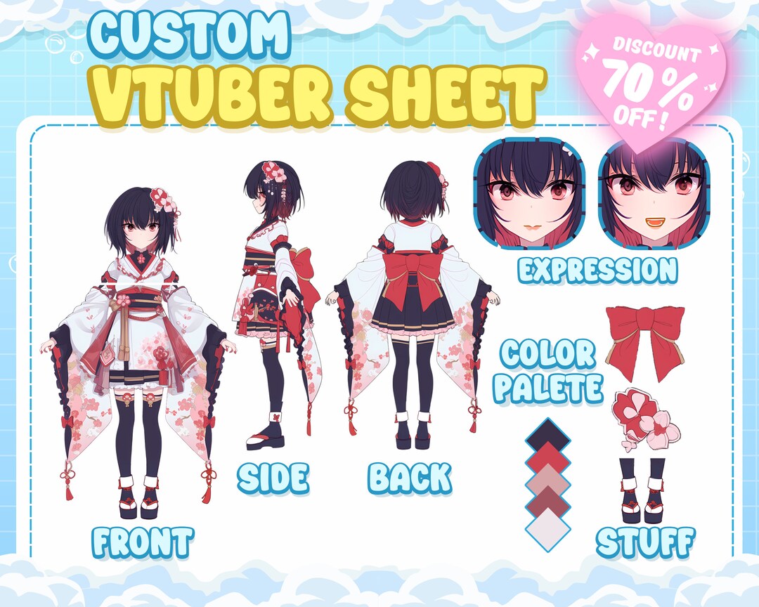 Custom Character Reference Sheet for Your Avatar | Vtuber Reference ...