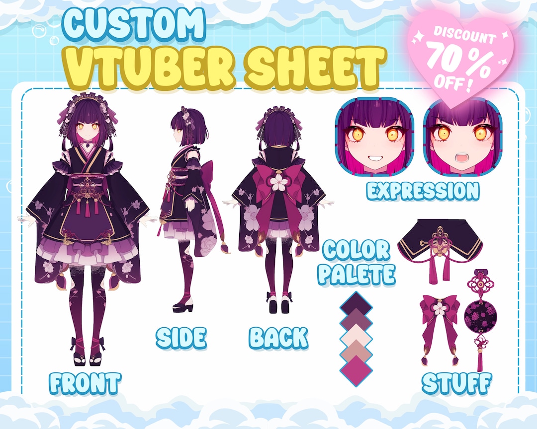 Custom Character Reference Sheet for Your Avatar | Vtuber Reference ...