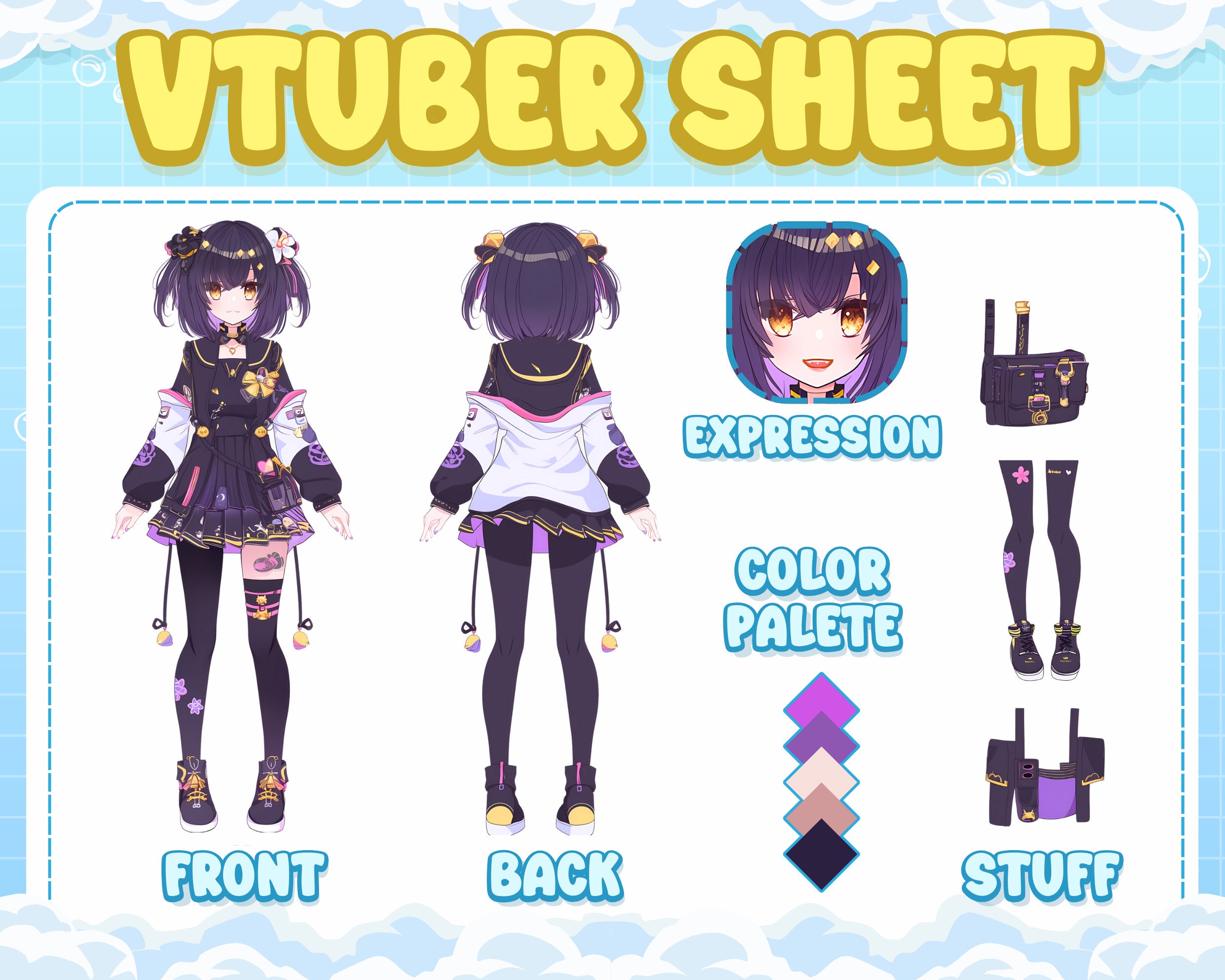 Custom Character Reference Sheet for Your Avatar | Vtuber Reference ...