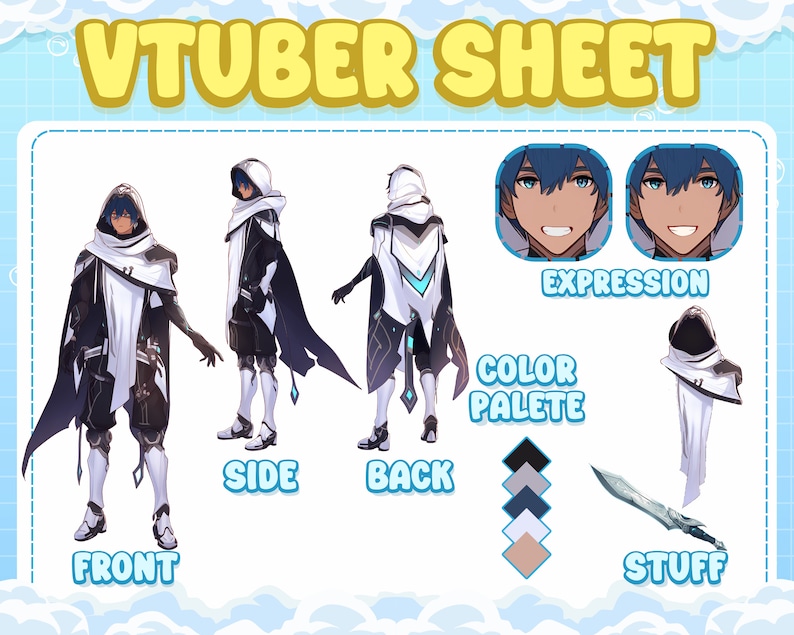 Custom Character Reference Sheet for Your Avatar | Vtuber Reference ...