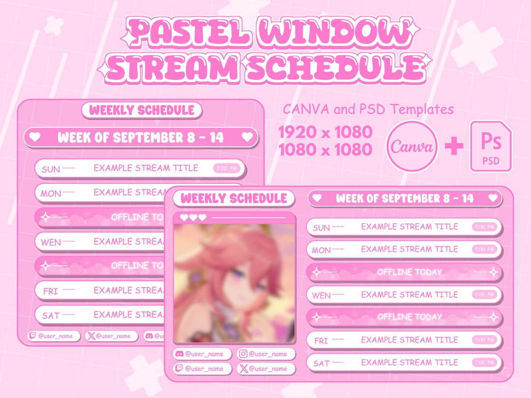Cosmic Pastel Stream Schedule (ready 5 Color) | Vtuber Schedule ...