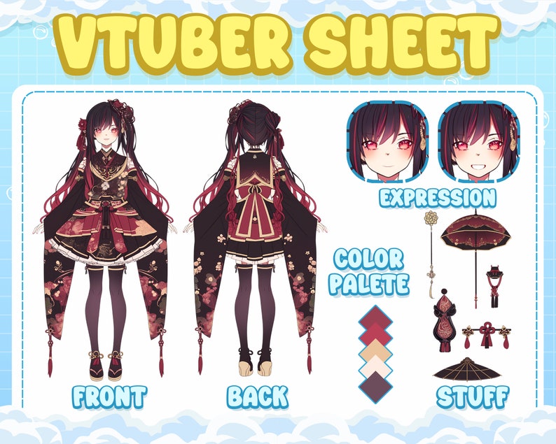 Custom Character Reference Sheet for Your Avatar | Vtuber Reference ...