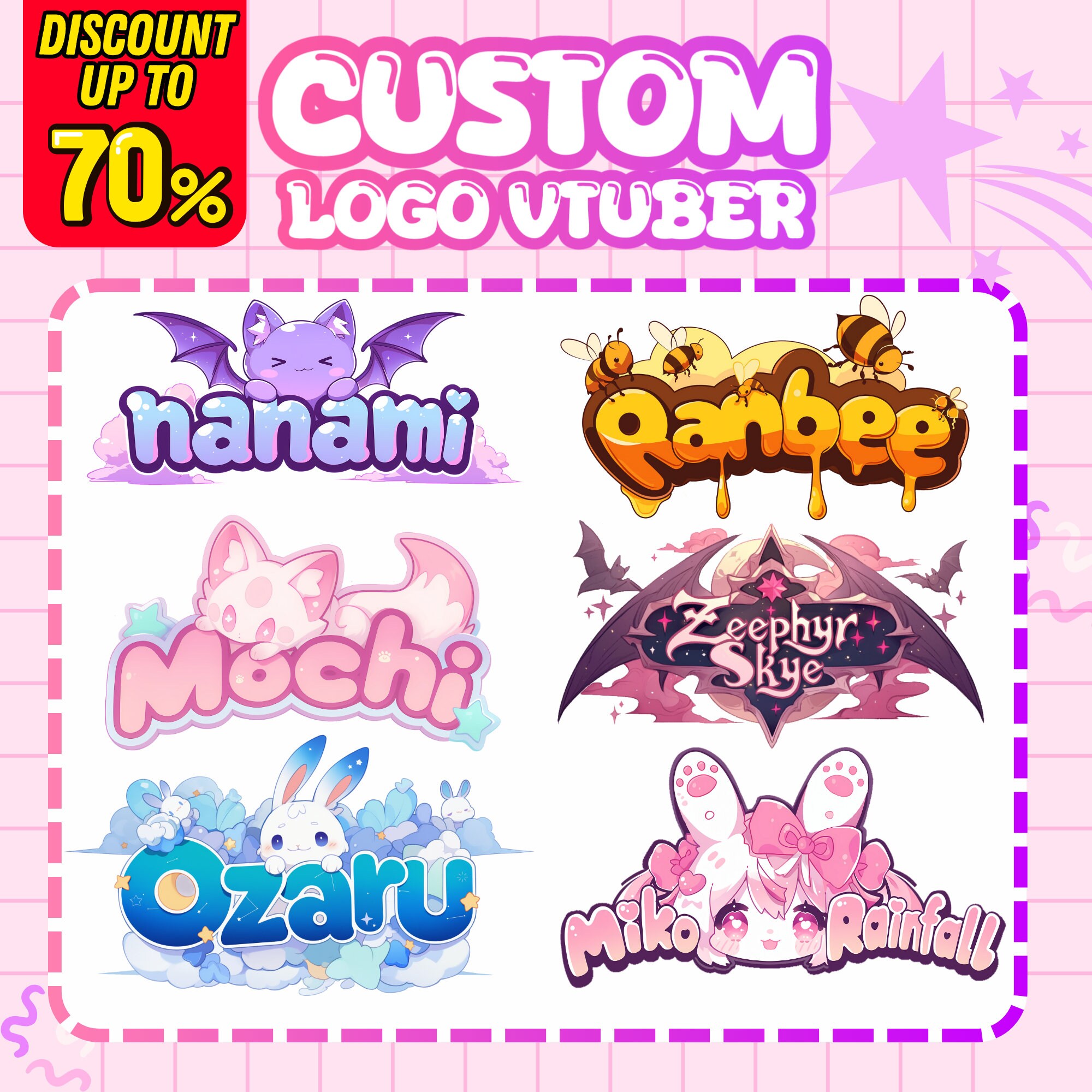 Custom Vtuber Logo Kawaii, Cute and Animated for Stream Twitch, Youtube ...