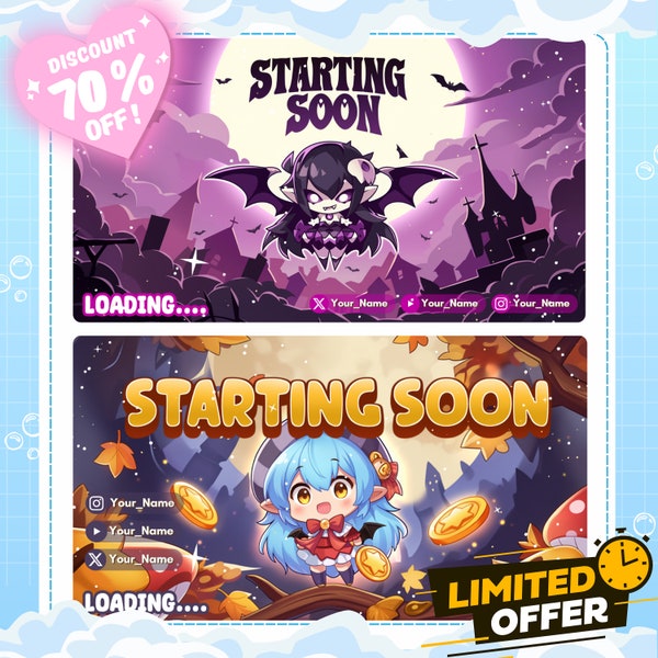 Custom Twitch Stream Screens Animated Overlay Pack Starting Soon ...