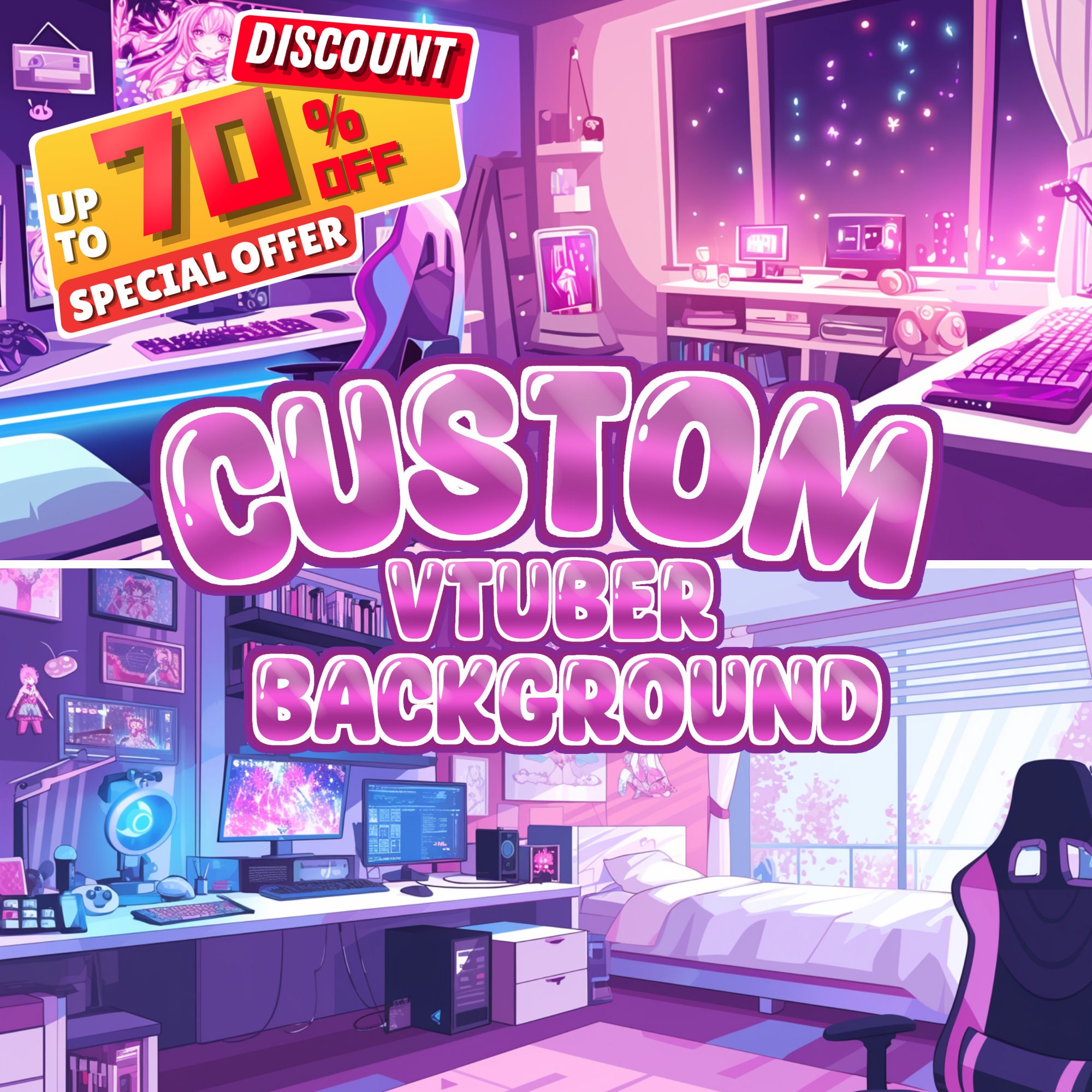 Custom Vtuber Background | Twitch Overlay, Aesthetic Room Background ...