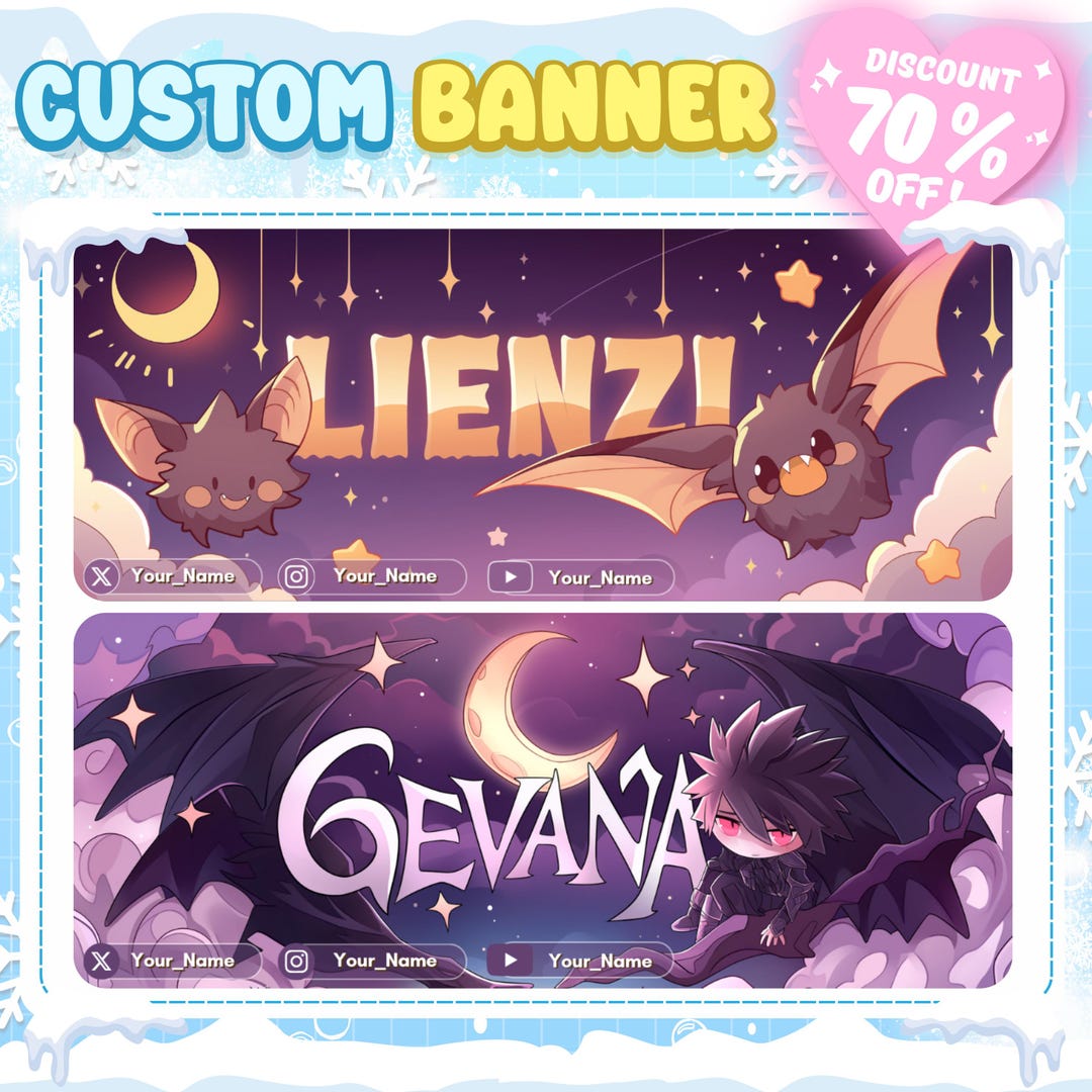 Custom Twitch Banner Custom Chibi Cute Banner Twitch Banner Header ...