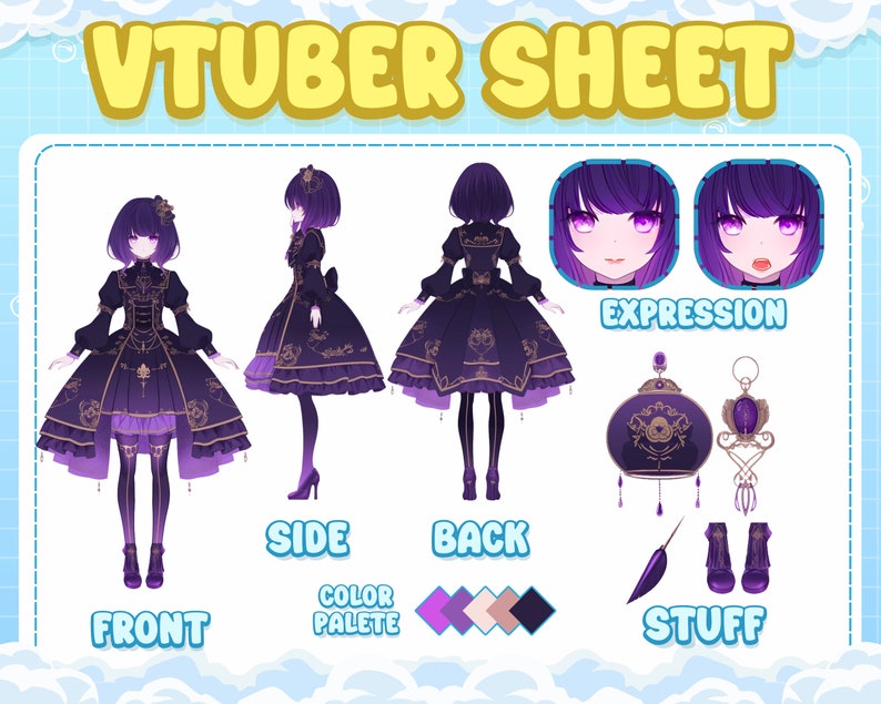 Custom Character Reference Sheet for Your Avatar | Vtuber Reference ...