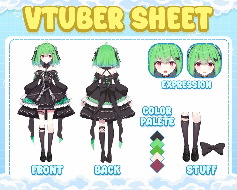 Custom Character Reference Sheet for Your Avatar | Vtuber Reference ...