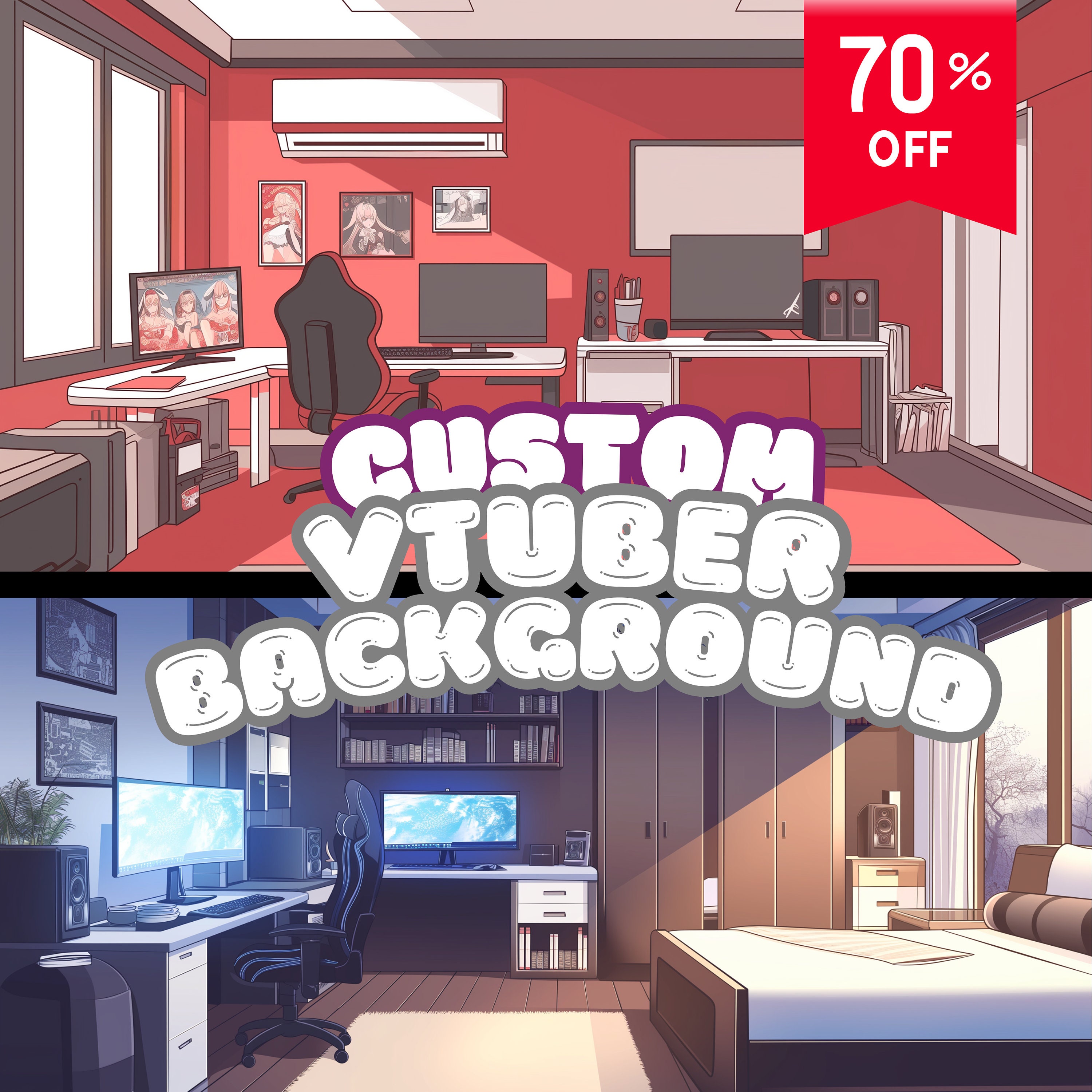Custom Vtuber Background Vtuber Room Stream Package, Vtuber Assets ...