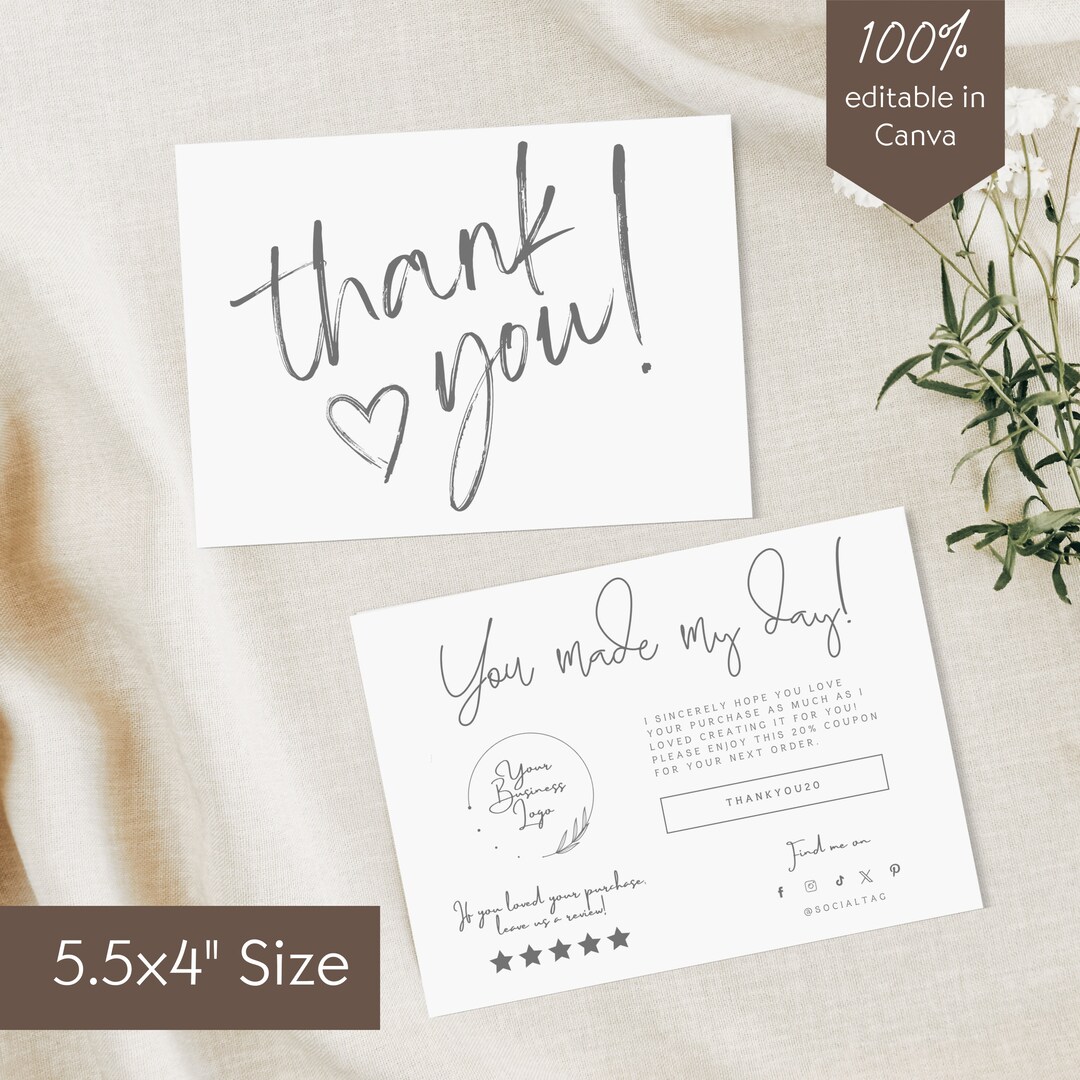 Small Business Thank You Card Canva Template: Contemporary Design ...
