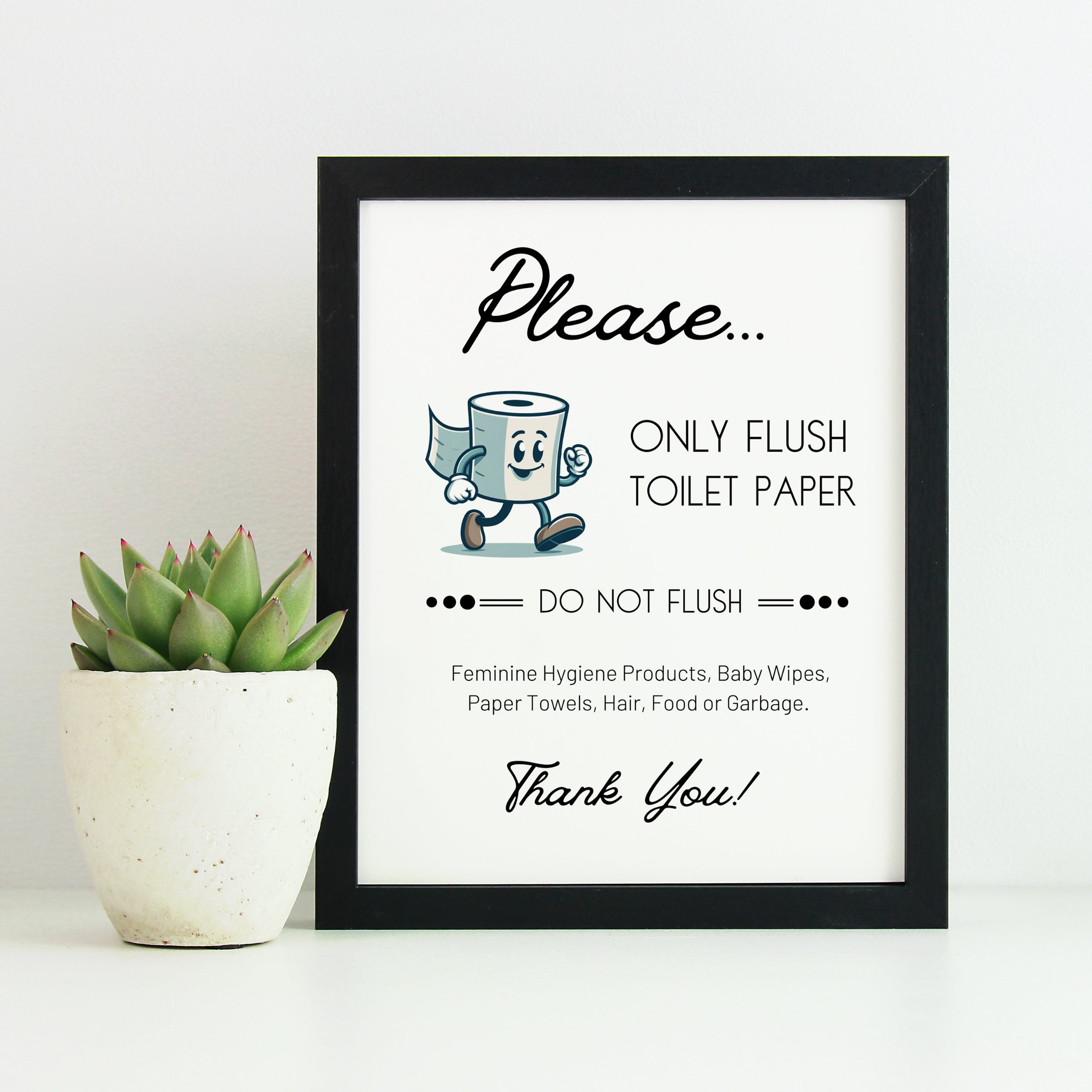 Retro Airbnb Bathroom Printable Sign for Flushing Only Toilet Paper ...