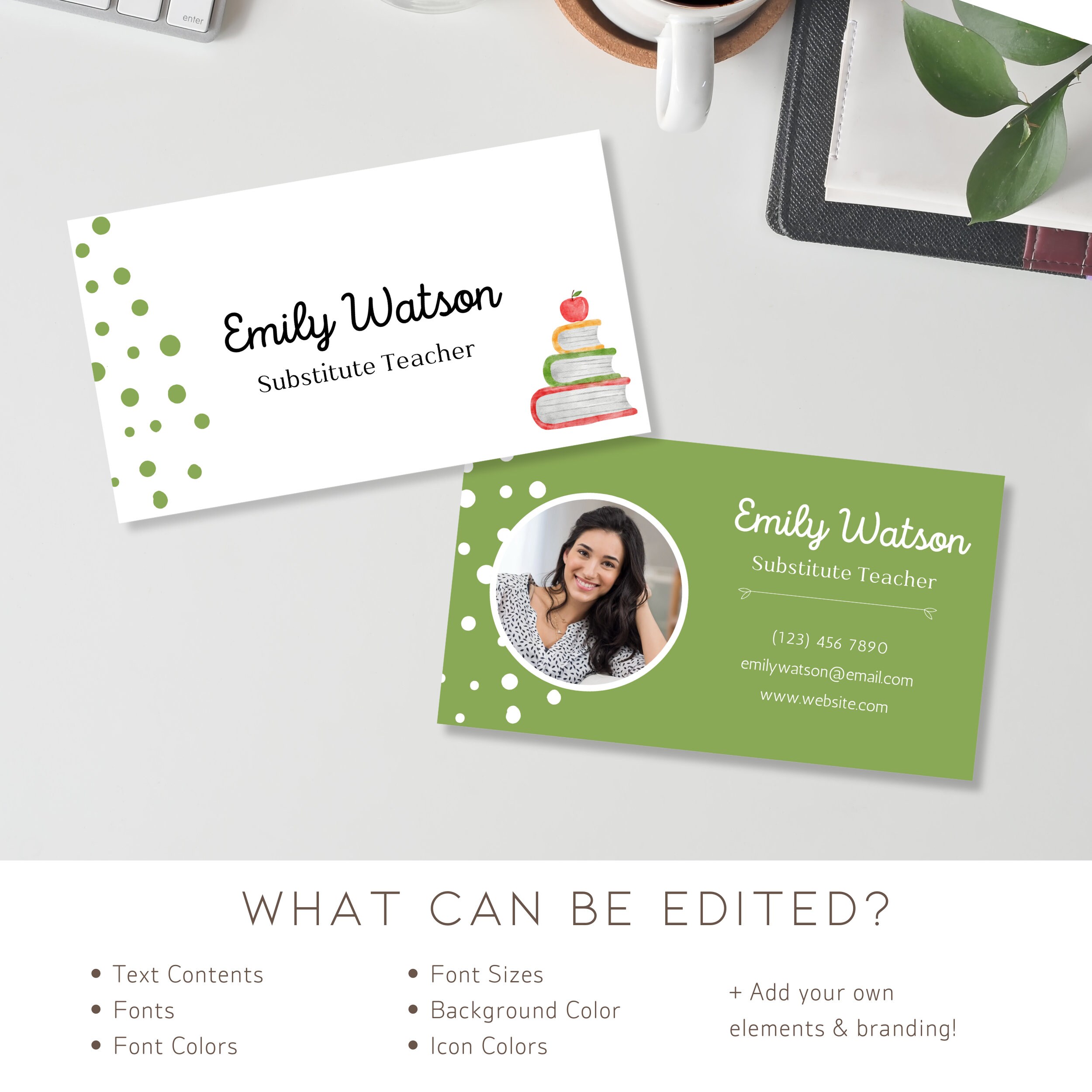 Substitute Teacher Business Card Template: Canva Design (digital ...