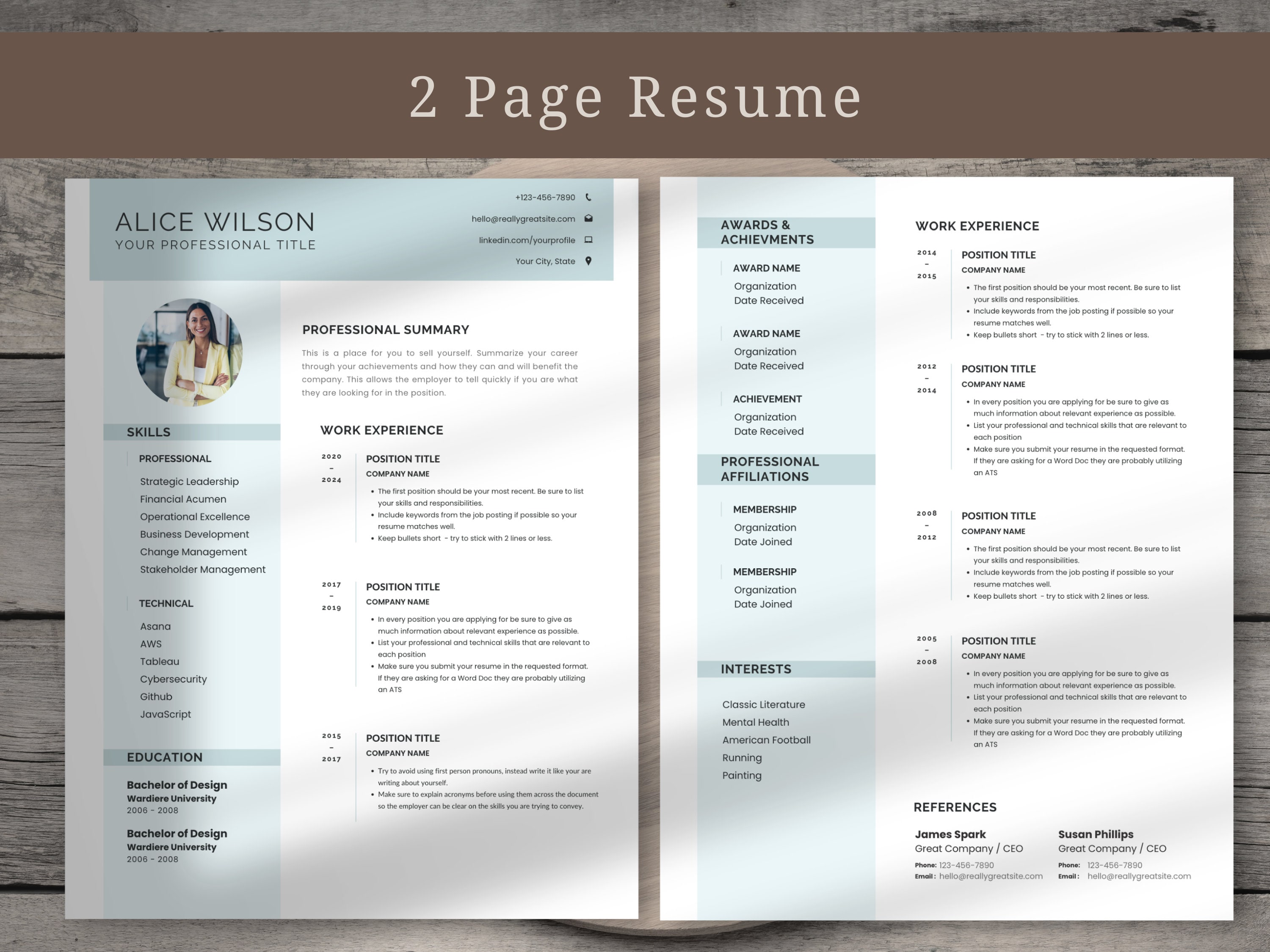 Executive Resume Template Modern Professional Design Word Canva Etsy