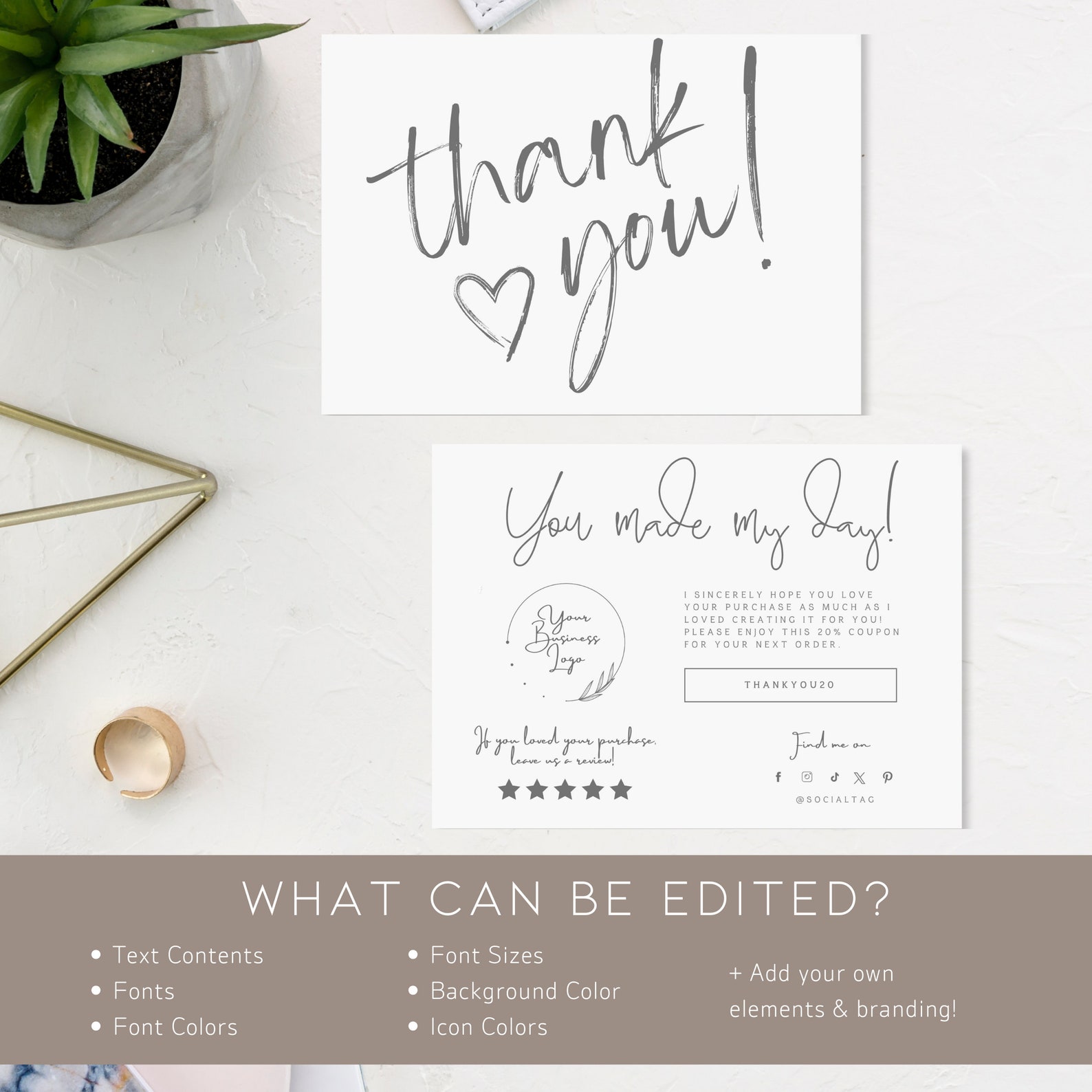 Small Business Thank You Card Canva Template: Contemporary Design ...